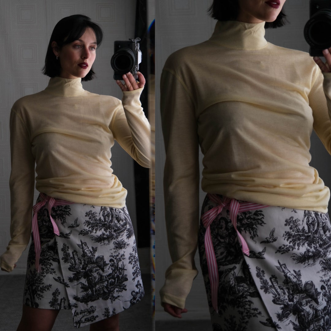 Vintage 90s RICHARD TYLER Cream Yellow & Silver Metallic Sheer Rayon ...