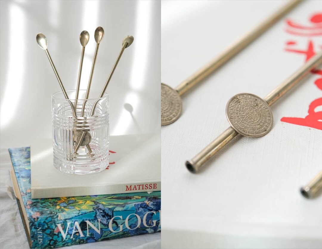 Vintage Mid Century Cocktail Stirring Spoons W/ Medallion Handle | Set ...