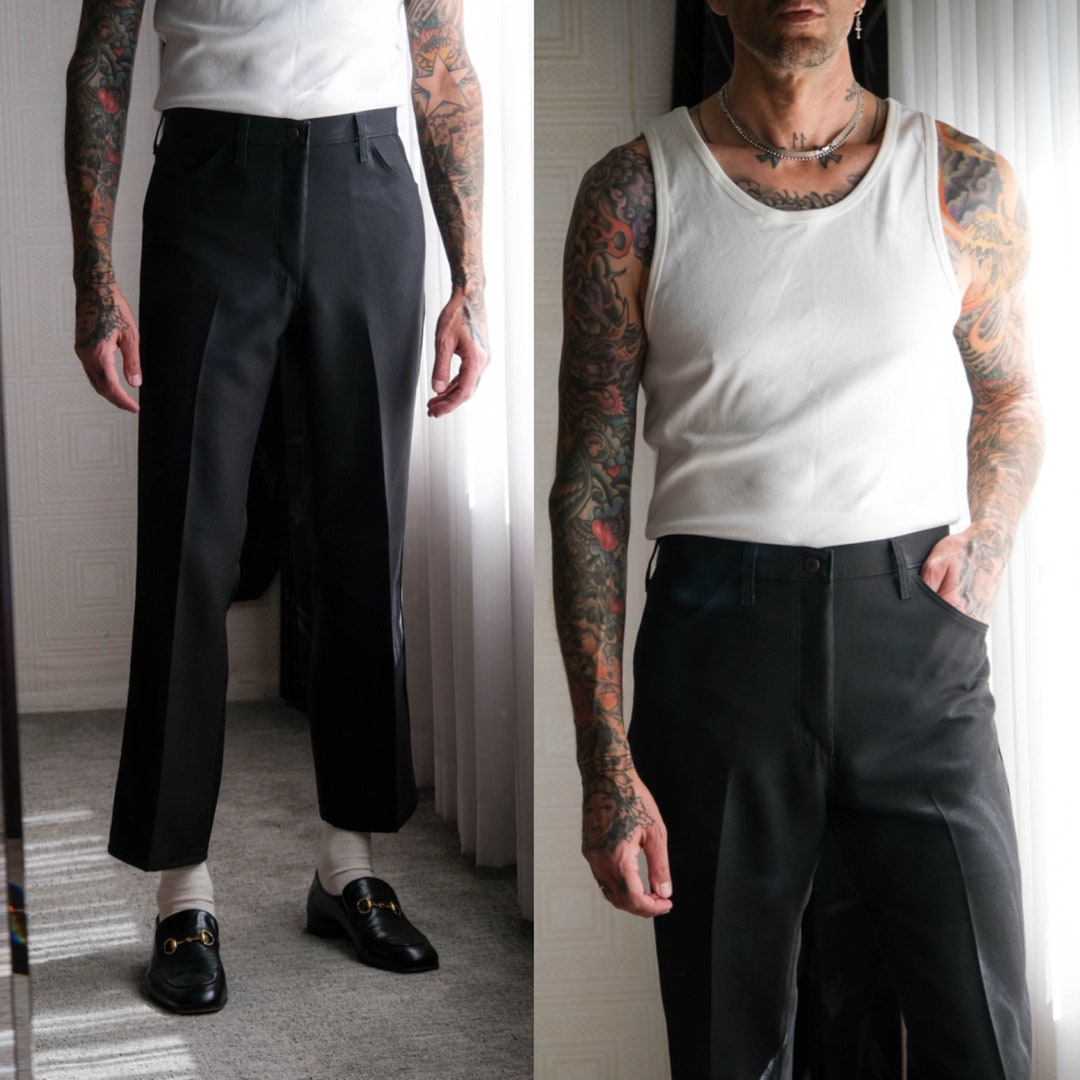 Vintage 90s Wrangler Black Sta Prest Bootcut Pants | 100% Polyester ...