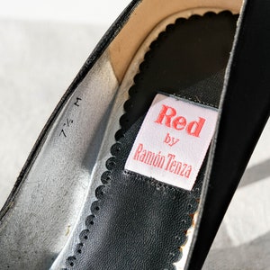 Vintage 90s Red by Ramon Tenza Black Satin Stiletto Heels W/ Turquoise ...
