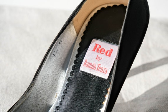 Vintage 90s Red by Ramon Tenza Black Satin Stiletto H… - Gem