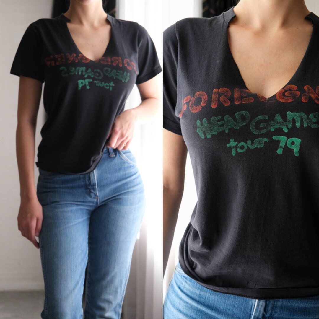 Vintage 70s FOREIGNER Head Games 1979 Tour Destroyed Single Stitch ...