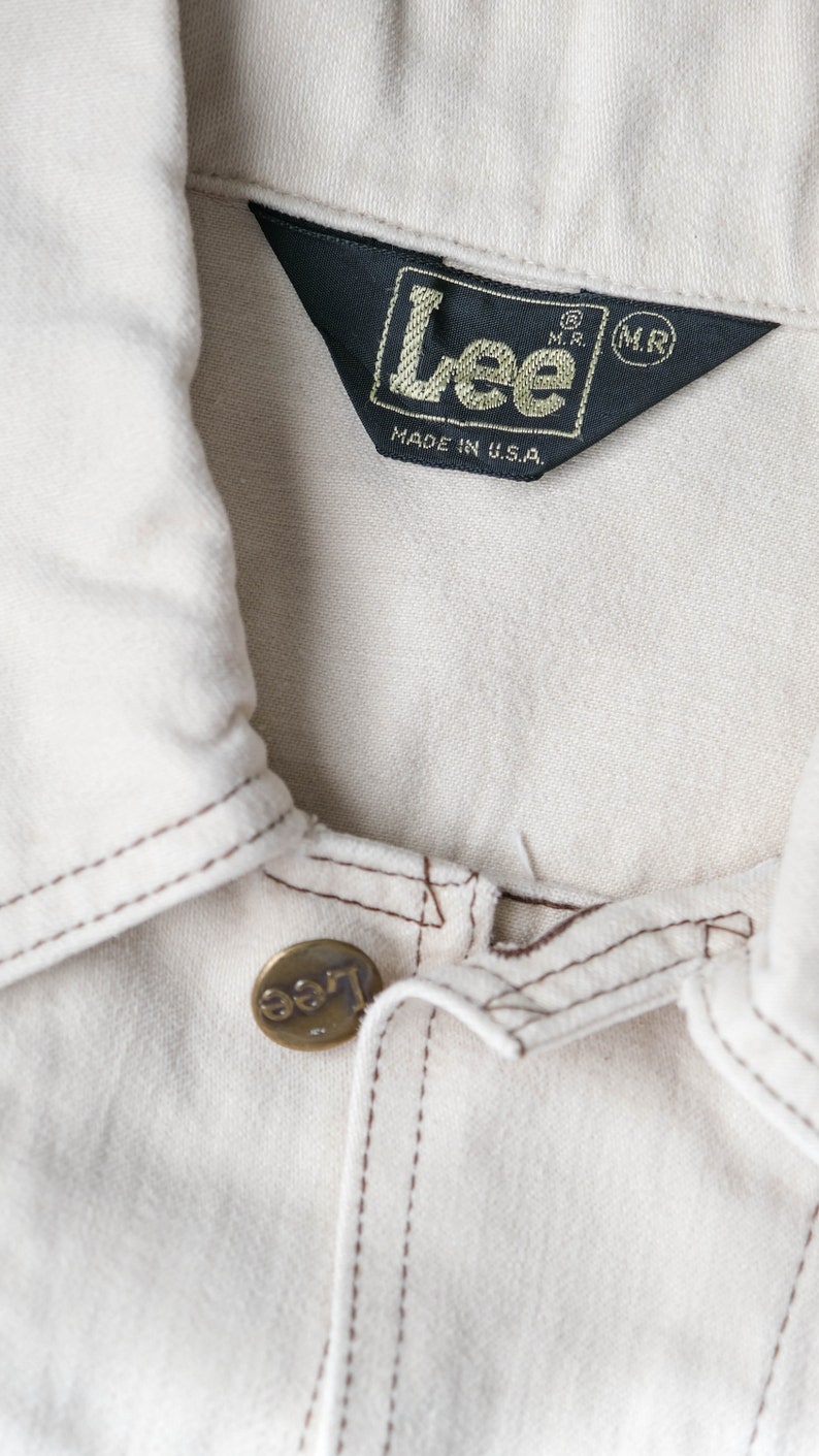 Vintage 70s LEE off White Moleskin Two Pocket Denim Jacket W/ Dark ...