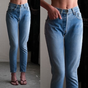 Vintage 80s LEVIS 501 Distressed Light Medium Wash High Waisted Skinny Jeans | Made in USA ...