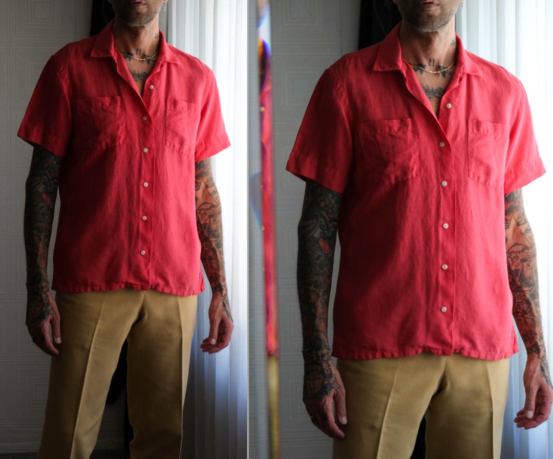 POLO Ralph Lauren Pink Silk & Linen Blend Loop Collar Shirt ...