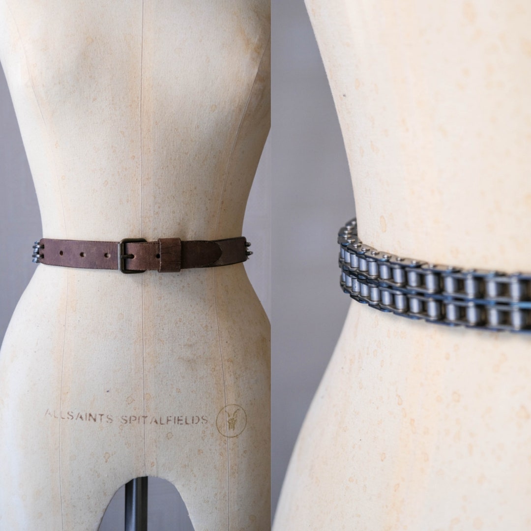 Vintage 90s NANNI MILANO Bike Chain & Leather Industrial Styled Waist ...