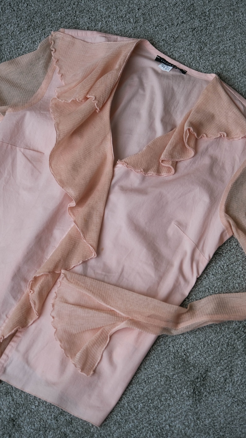 Vintage IMPATTO COLLECTION Light Pink Poplin Button up Shirt W/ Mesh ...