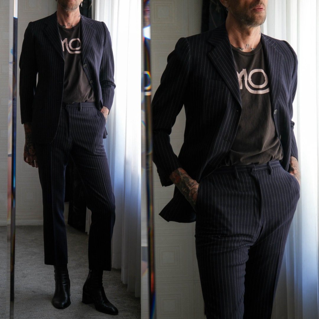 Vintage 60s BRIONI Roman Style Navy Pinstripe Dandy Mod Flared Suit ...