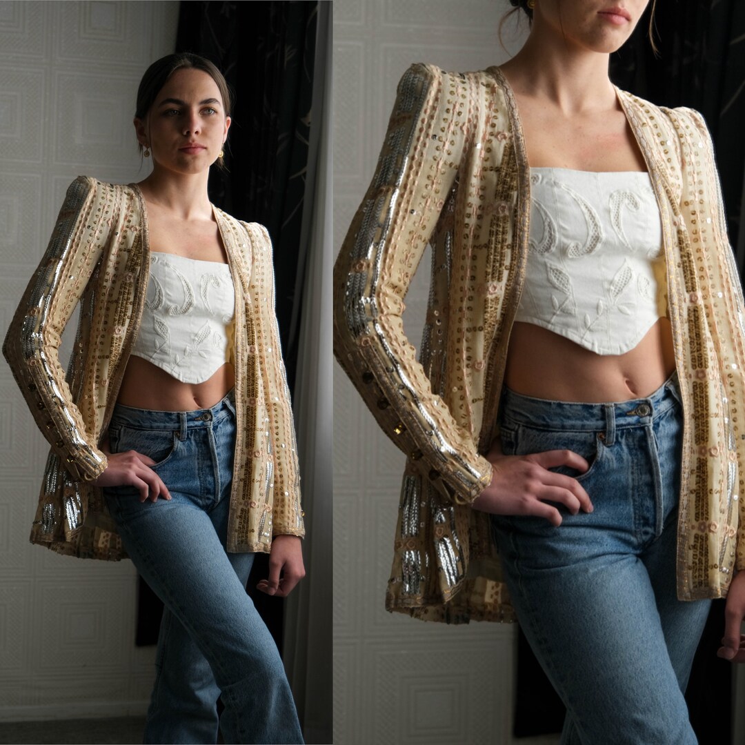 Vintage 70s BILL GIBB LONDON Heavily Embroidered & Metallic Sequined ...