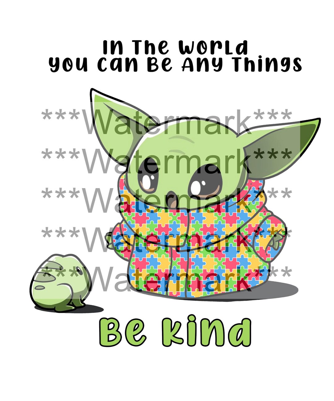 Autism Awareness PNG | Baby Yoda Be Kind Design | Puzzle Jacket | Cute ...