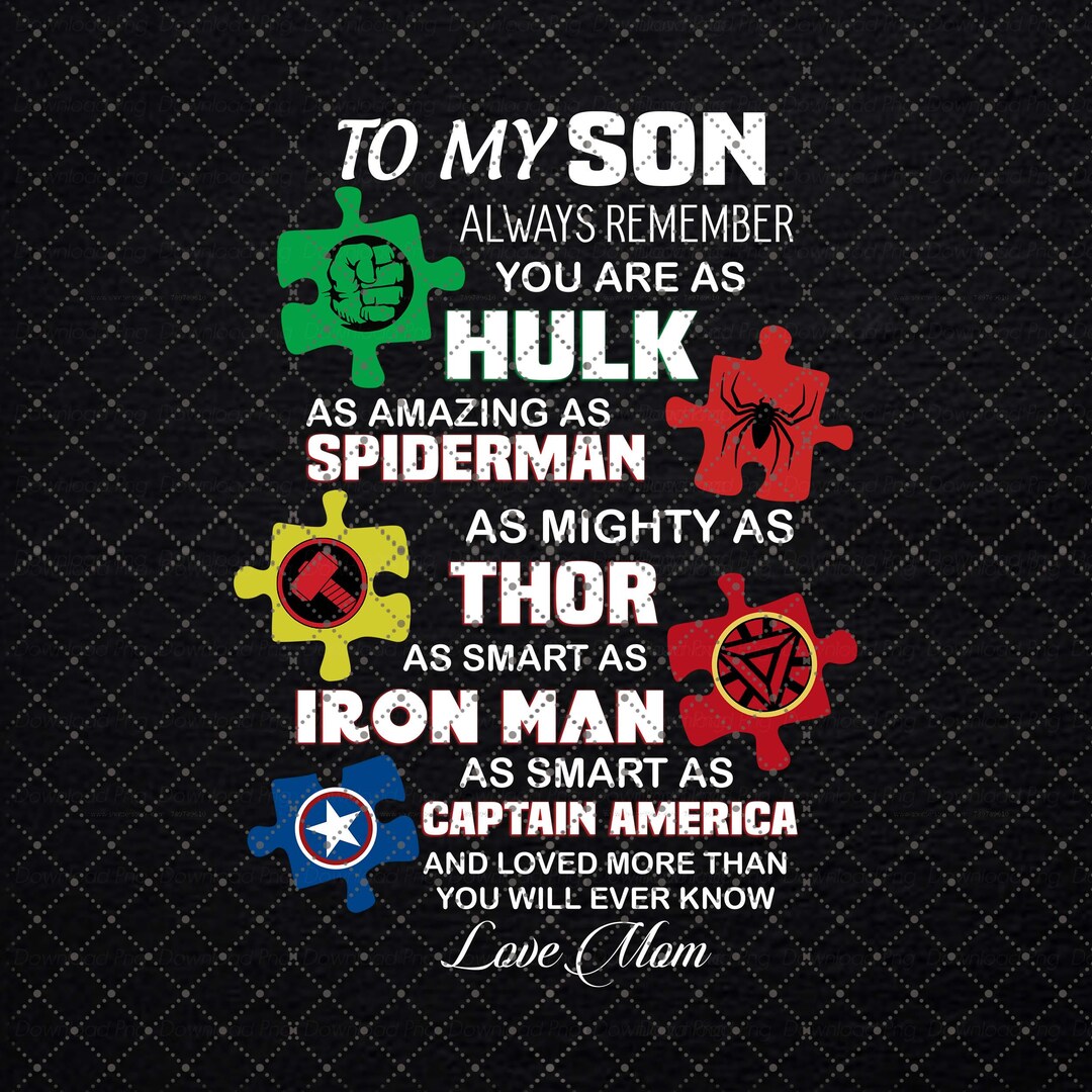 To My Son Autism Superhero PNG, Marvel Puzzle Piece Sublimation, Autism ...