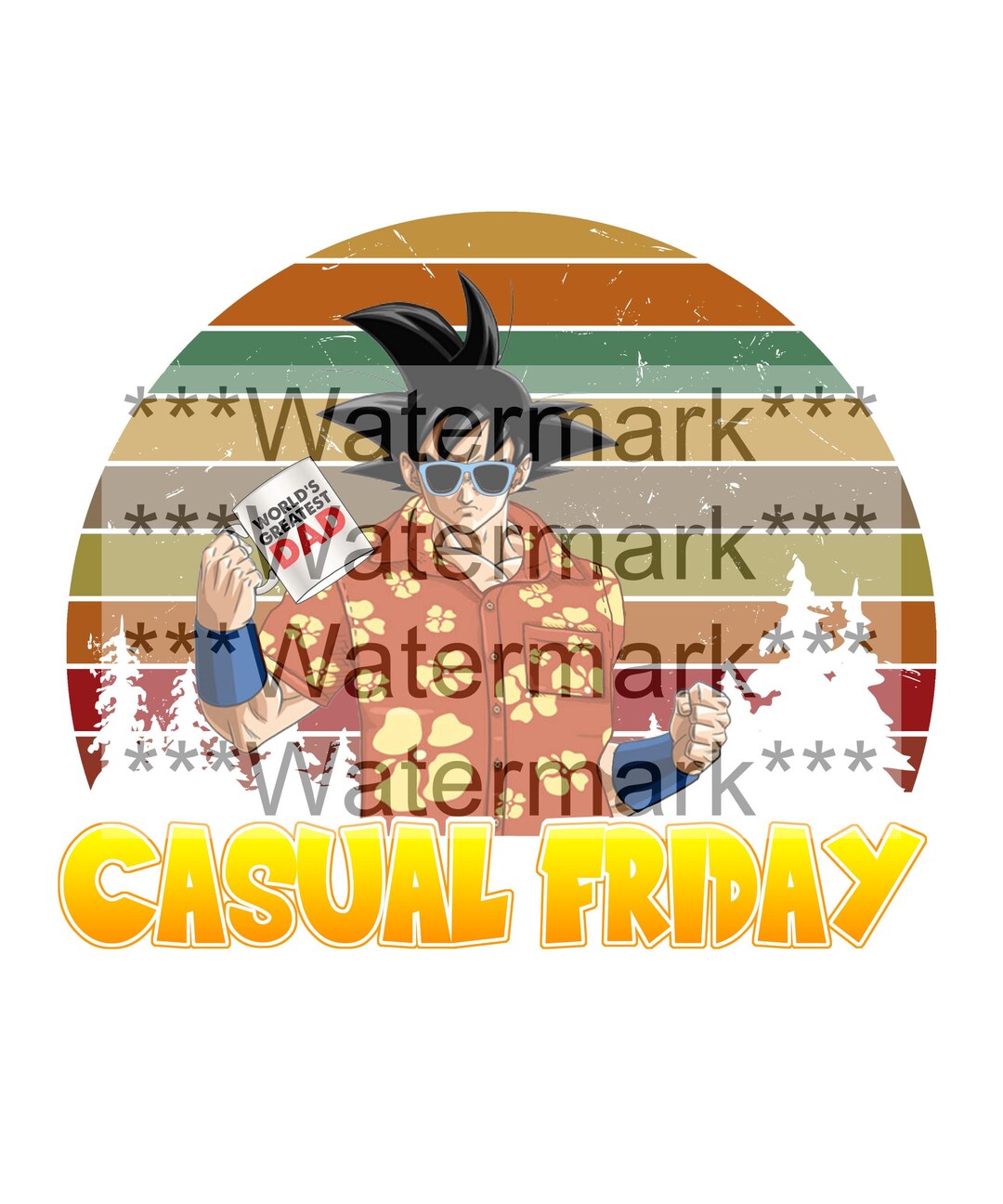 Casual Friday Goku Dad PNG, World's Greatest Dad Anime Shirt Design ...