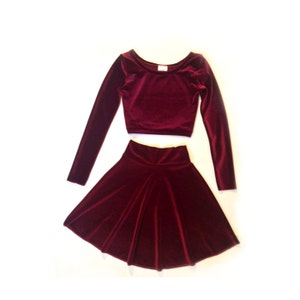 Two Piece Set Long Sleeve Velvet Dress Matching Set, Twin Set, Velvet ...