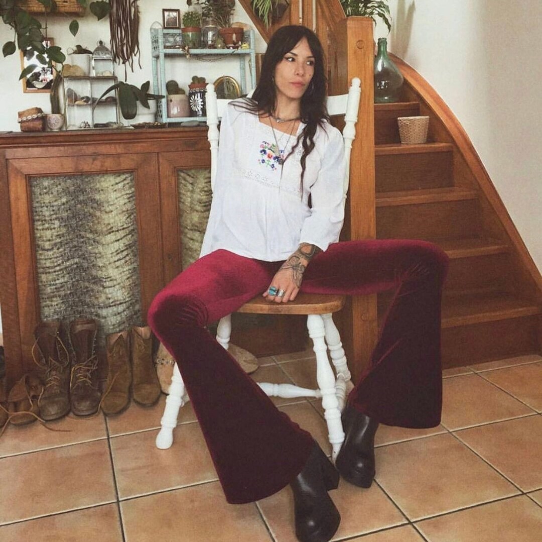 Solid Velvet Bells, Bell Bottoms, Flares, Stretchy Pants, Hippie, Boho ...