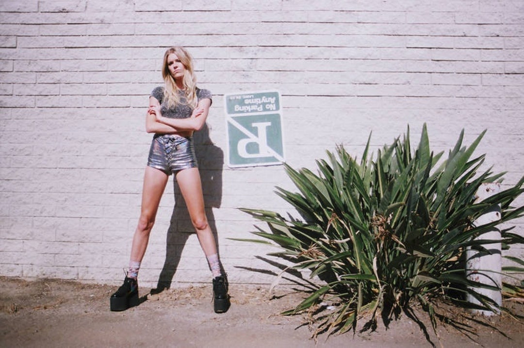 Black Holographic Lace up Shorts - Etsy