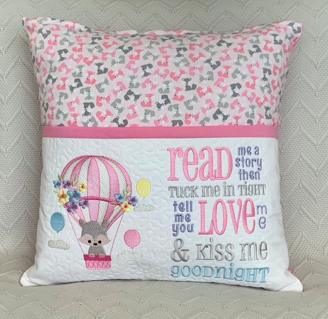 Reading Cushion Cover/fox Reading Book and Verse on Pocket - Etsy