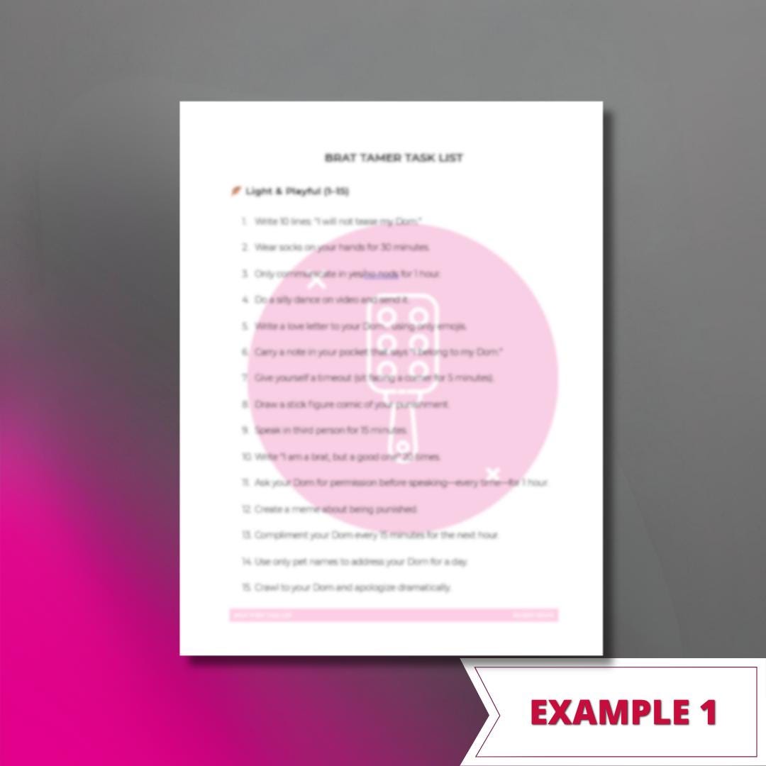 Brat Tamer Task List – 50 Punishments & Challenges for Playful Submissives | Digital BDSM ...