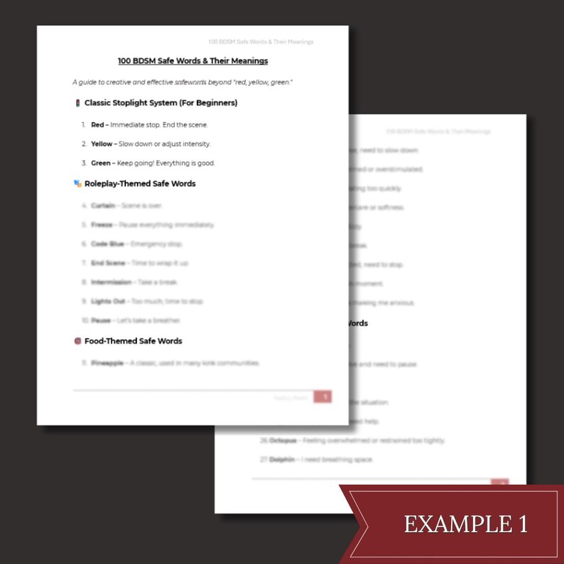 100 BDSM Safe Words List – Roleplay Kink Safety Guide (printable PDF ...