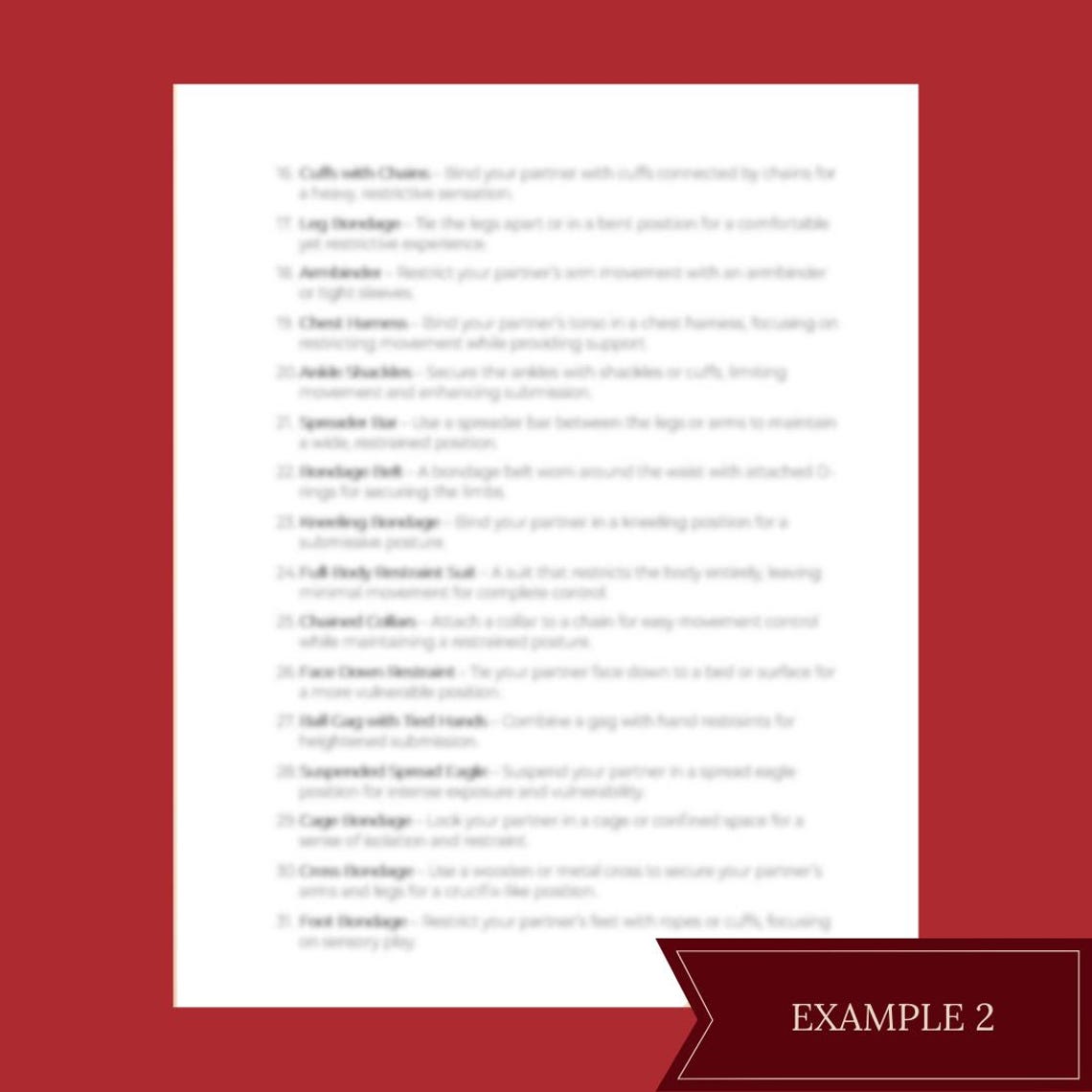 40 Bondage & Restraint Ideas PDF – Printable BDSM Scene Planning Guide ...