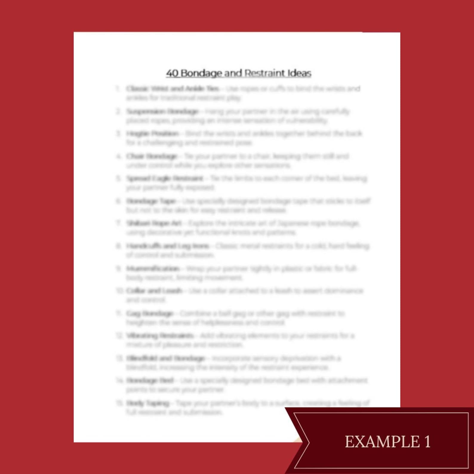 40 Bondage & Restraint Ideas PDF – Printable BDSM Scene Planning Guide ...