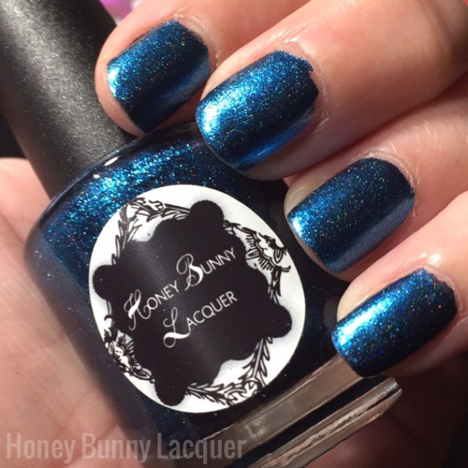 Electric Blue Holographic Nail Polish Indie Nail Polish - Etsy