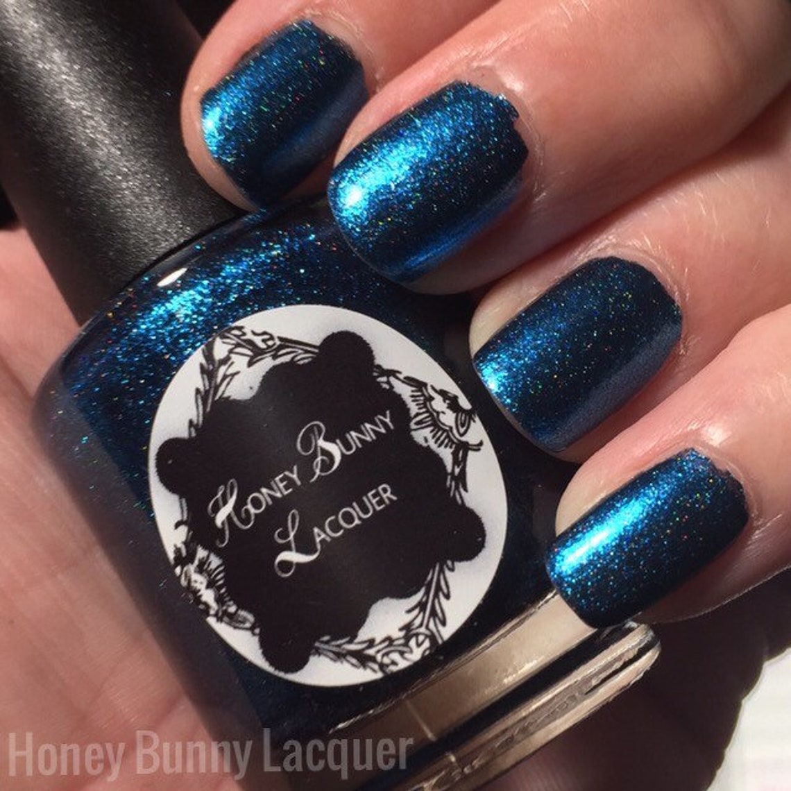 Electric Blue Holographic Nail Polish Indie Nail Polish - Etsy