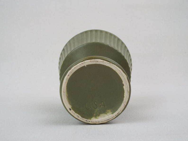 Vintage Mccoy Floraline Pottery Planter Ribbed Pedestal Matte Green ...