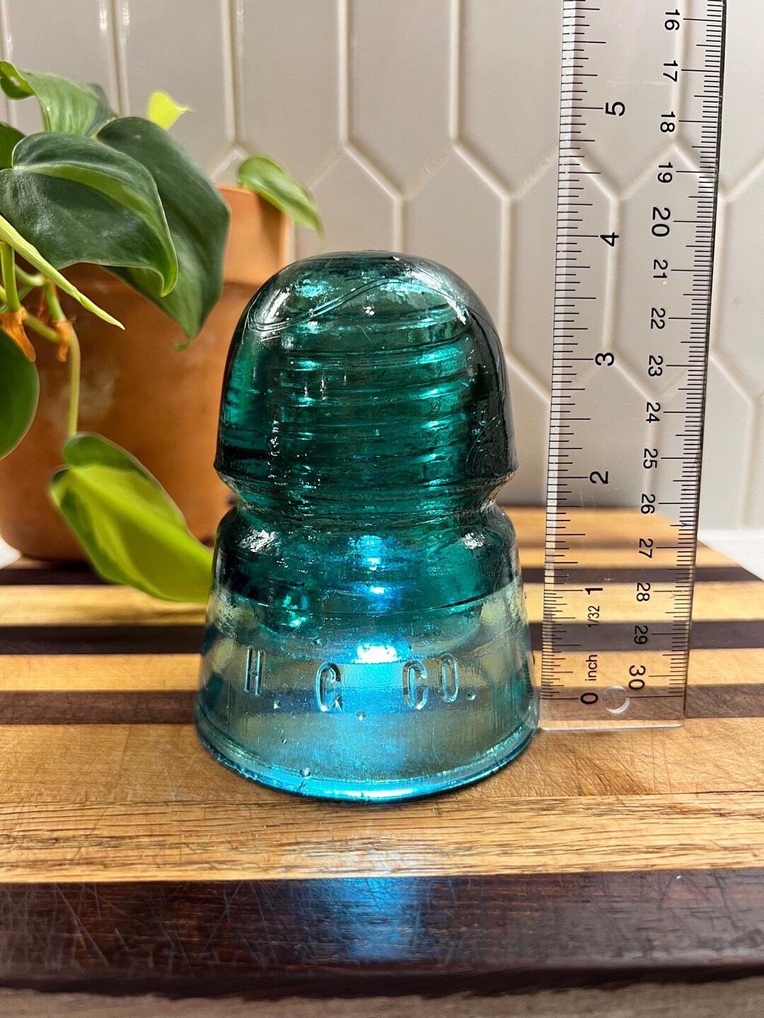 Antique Vintage Glass Insulator - H.G. Co. CD 145 [90] "beehive" - Teal ...