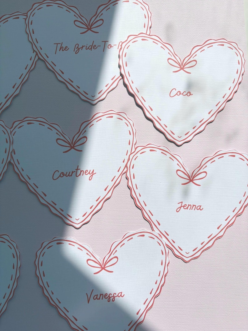 Die-cut Heart Shaped Place Cards for Weddings, Bridal Showers ...