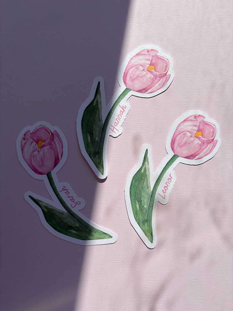Pink Flower Place Cards, Tulip Place Cards, Delicate, Romantic Place ...