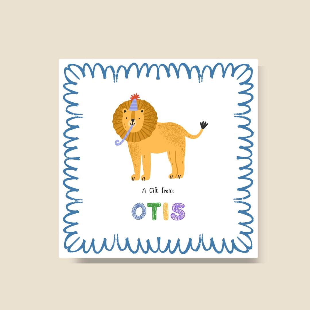 Lion Gift Tag for Kids With Name – Jungle Safari Birthday Favors ...