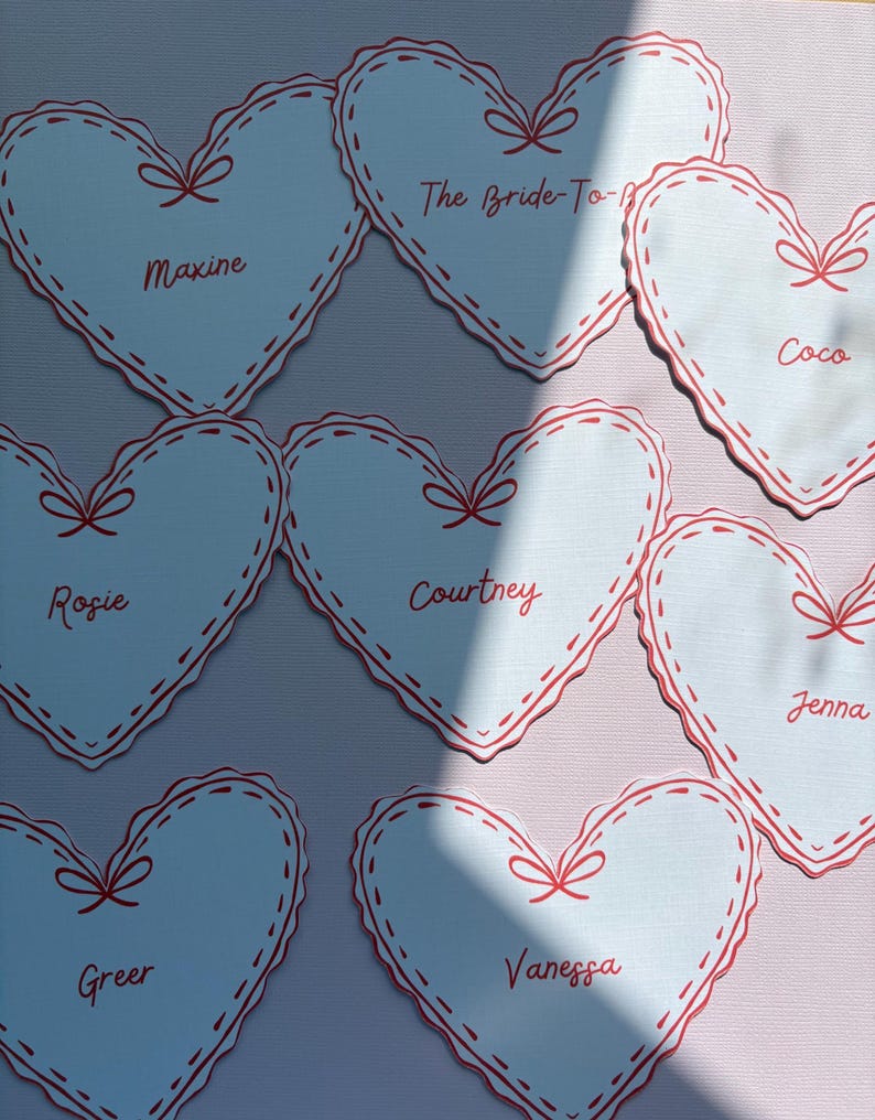 Die-cut Heart Shaped Place Cards for Weddings, Bridal Showers ...