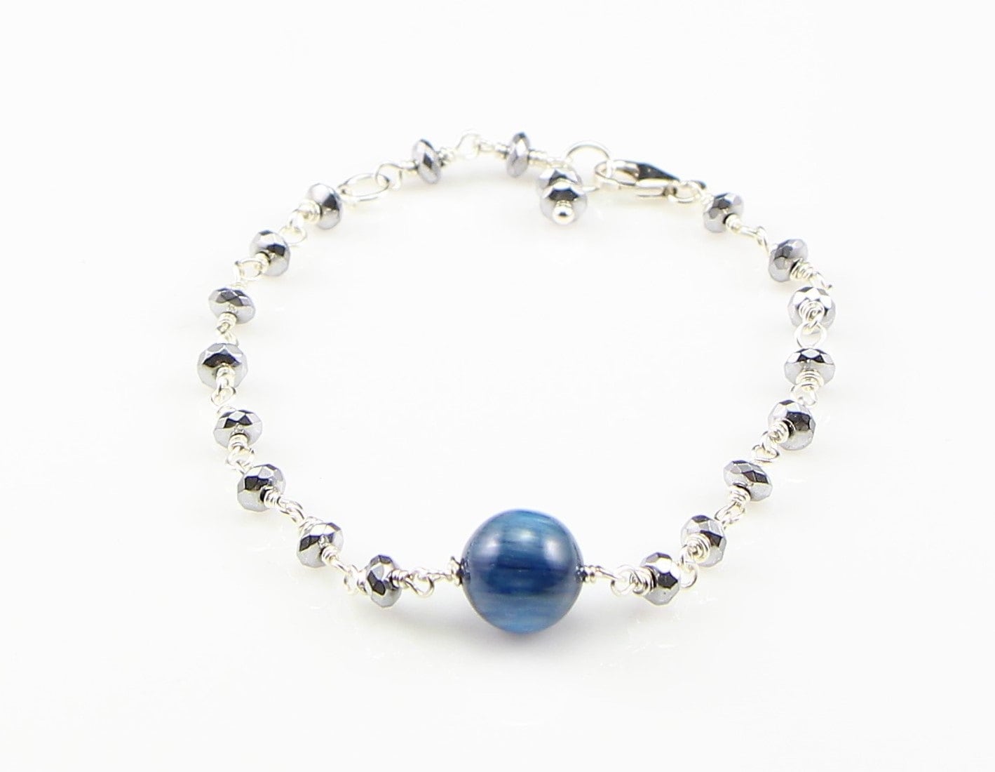 Large Blue Kyanite Gemstone Bead Focal on Silver Hematite and | Etsy