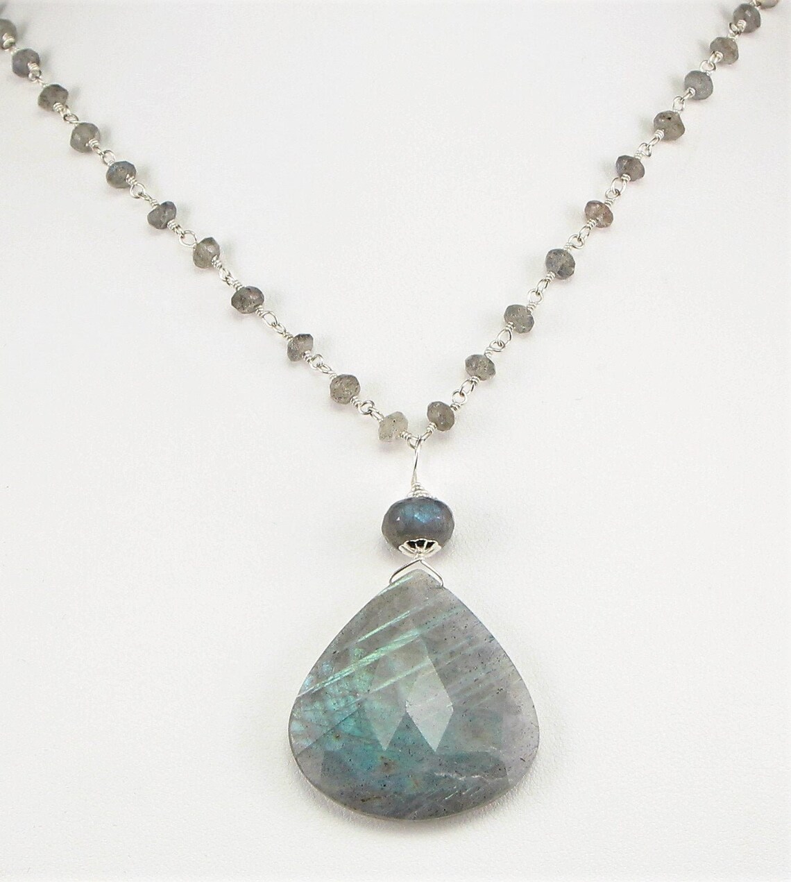 Labradorite Pendant on Labradorite Rosary Chain Necklace | Etsy