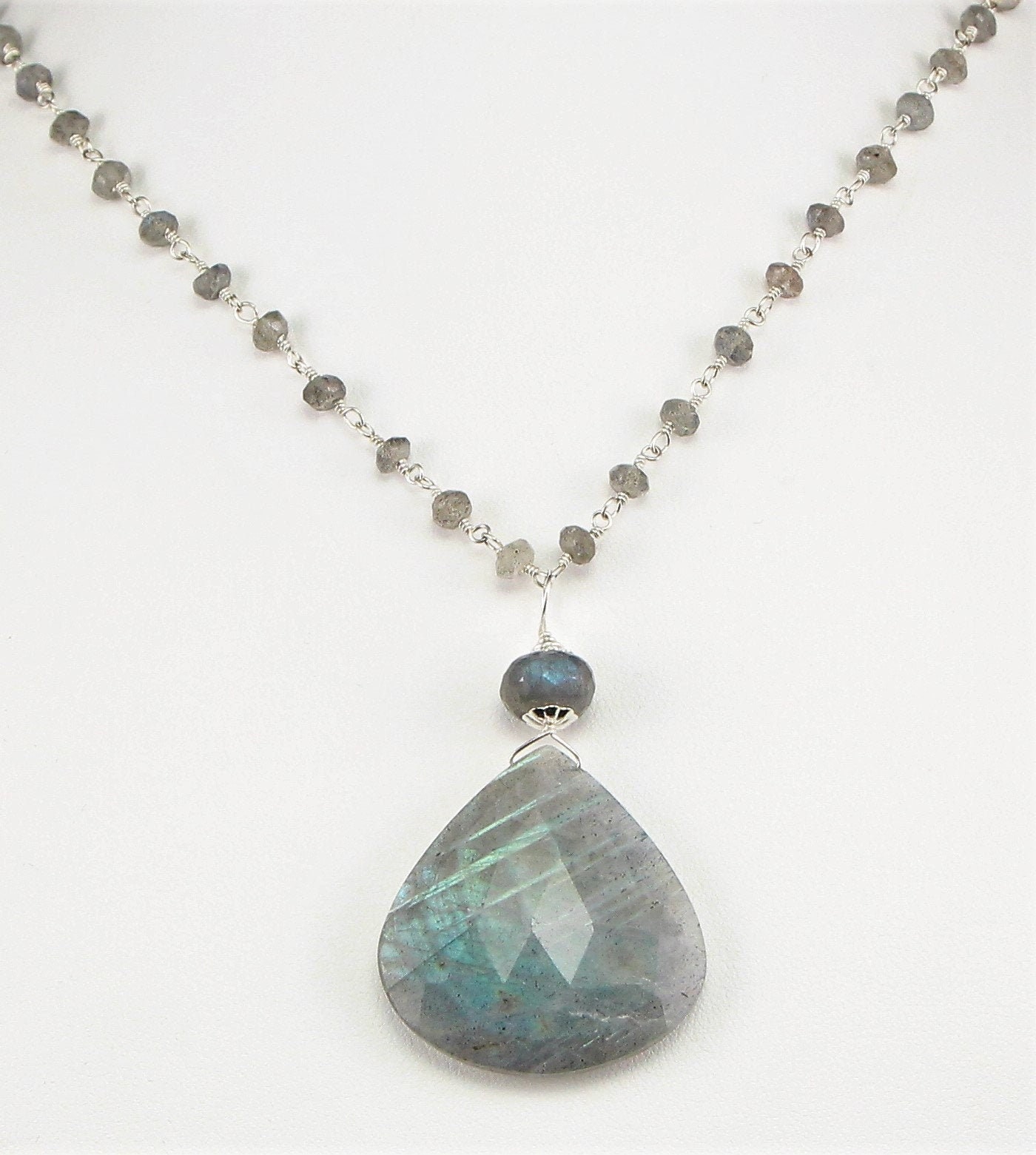 Labradorite Pendant on Labradorite Rosary Chain Necklace | Etsy