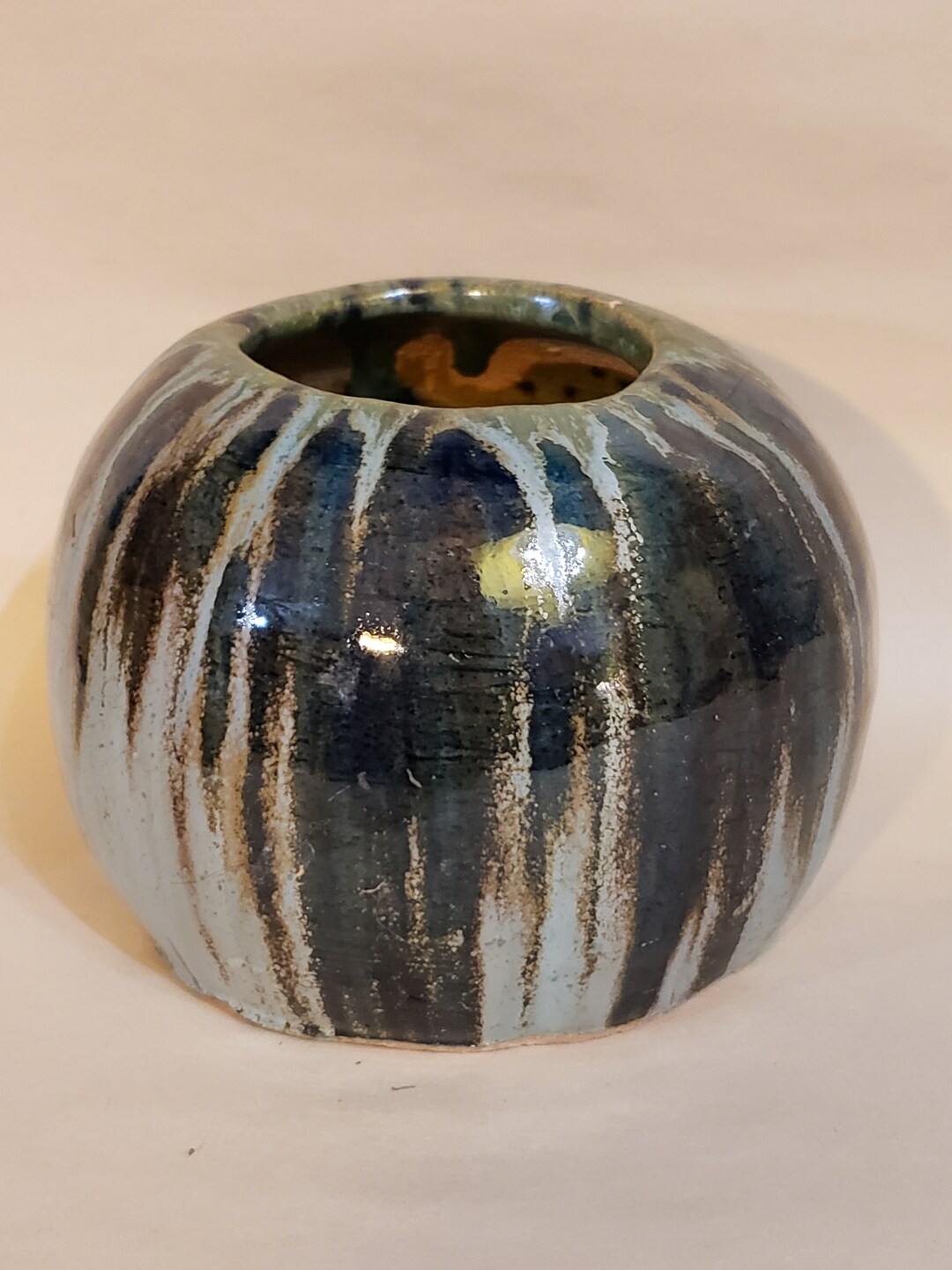 Studio Small Pottery With Drips of Blue Blue Green Glazes - Etsy