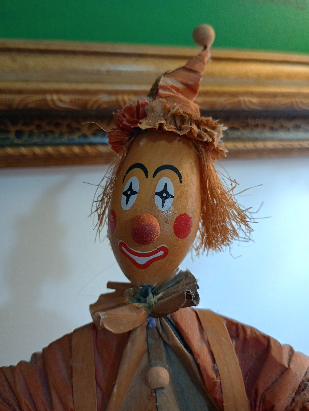 Husk Paper Clown, Paper Mache Clown, Wood Face and Shoe Clown, Taiwan ...