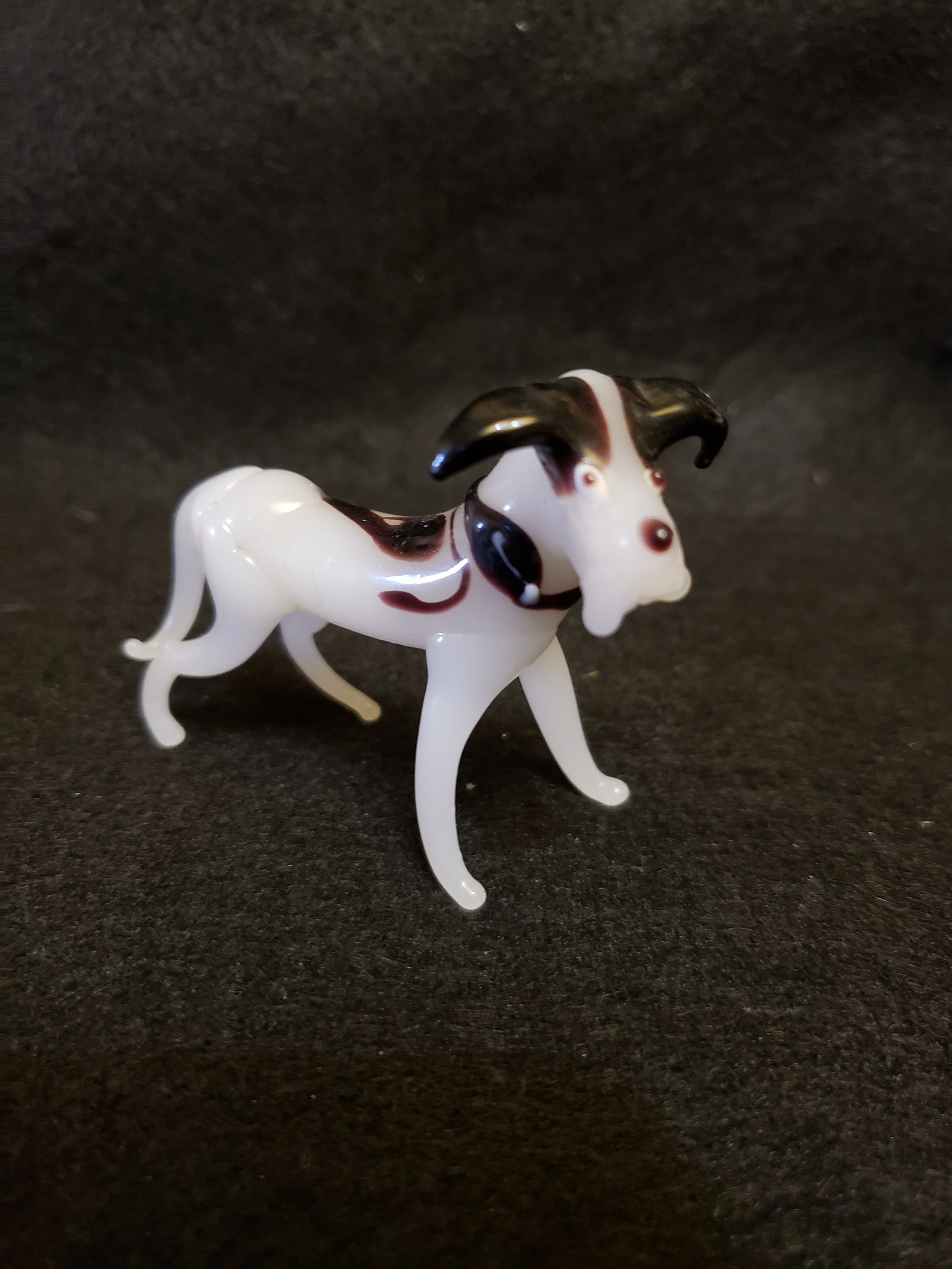Miniature Animal Glass Dog, Black and White Dog - Etsy