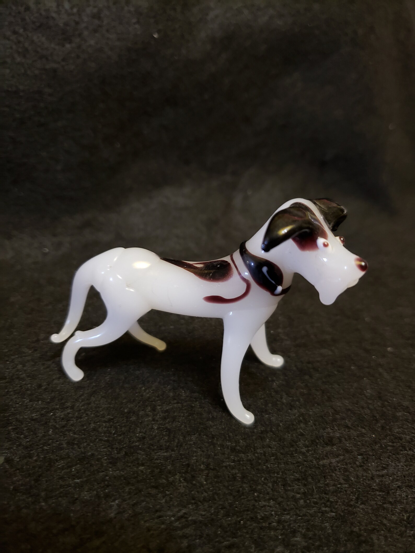 Miniature Animal Glass Dog, Black and White Dog - Etsy