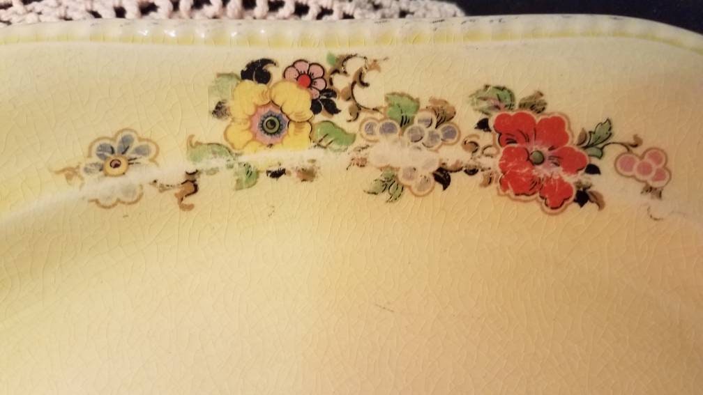 Old Rectangle Ceramic Light Yellow Color Platter With - Etsy