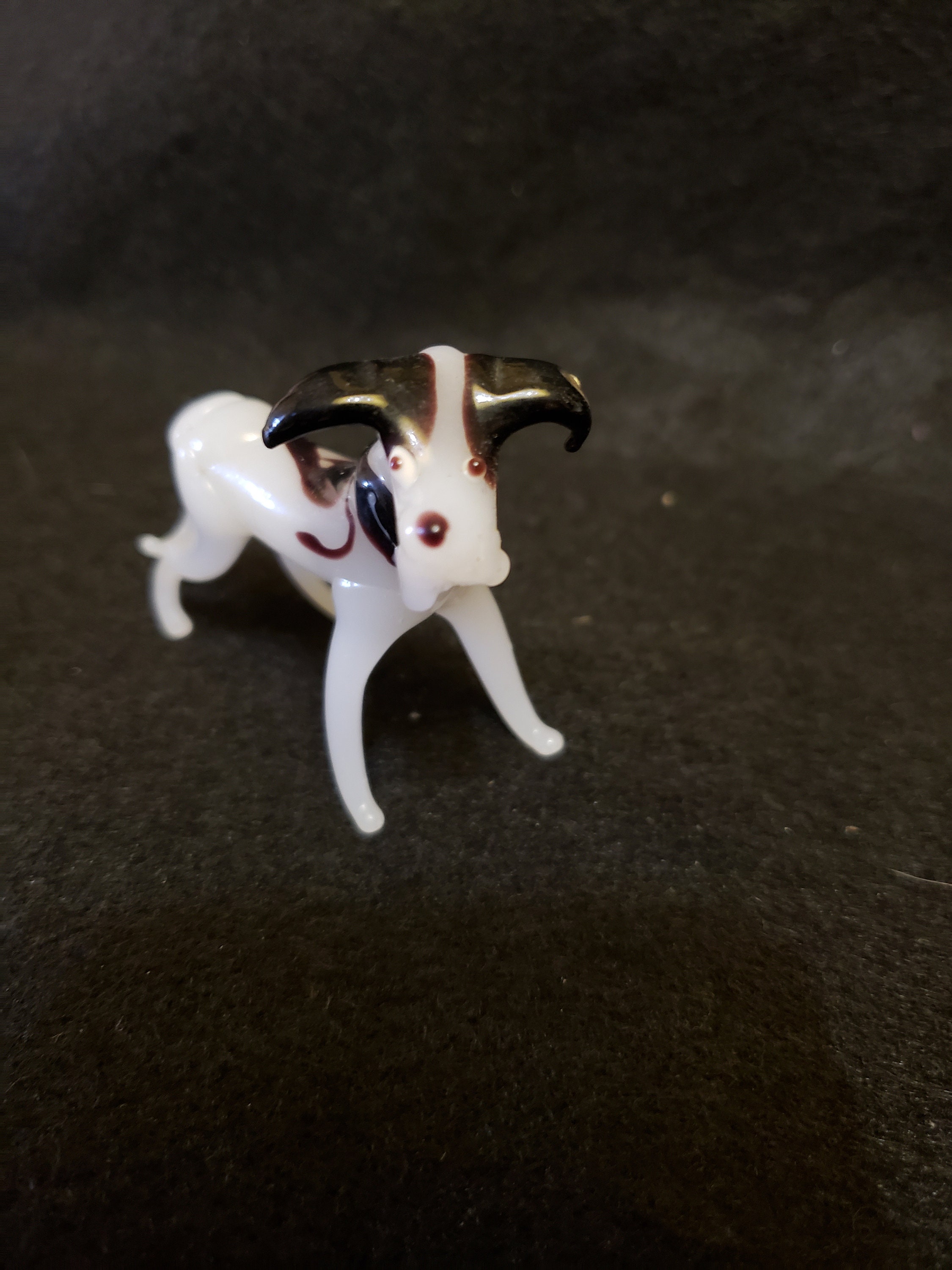 Miniature Animal Glass Dog, Black and White Dog - Etsy