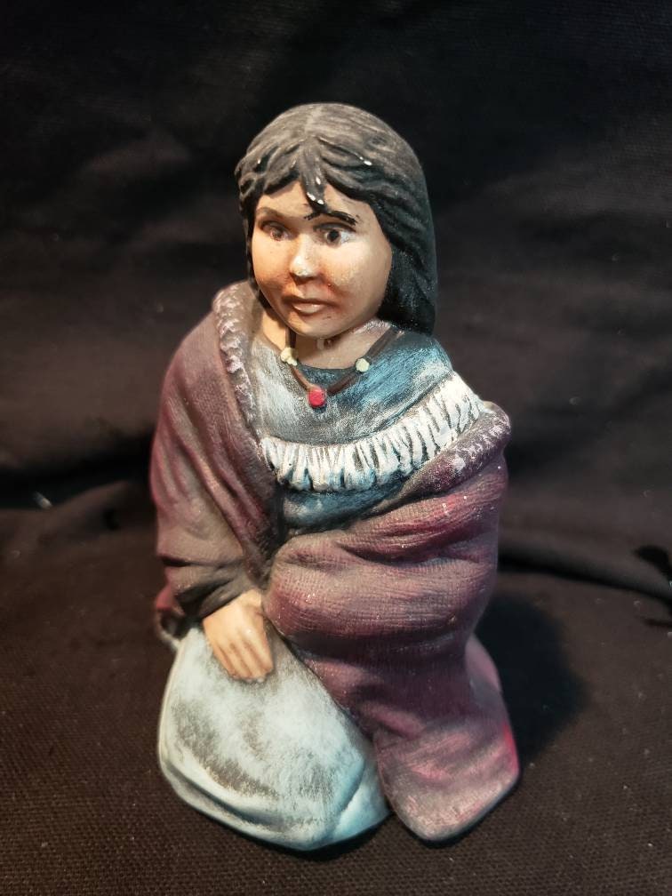 Ceramic Native American Women Sitting, Hobby Piece, Hand Painted ...