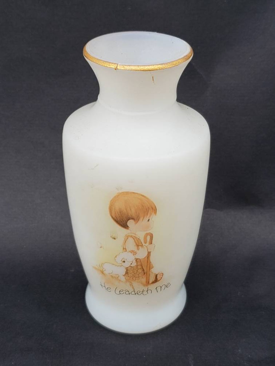Precious Moments Frosted Glass Vase, the Little Shepard - Etsy