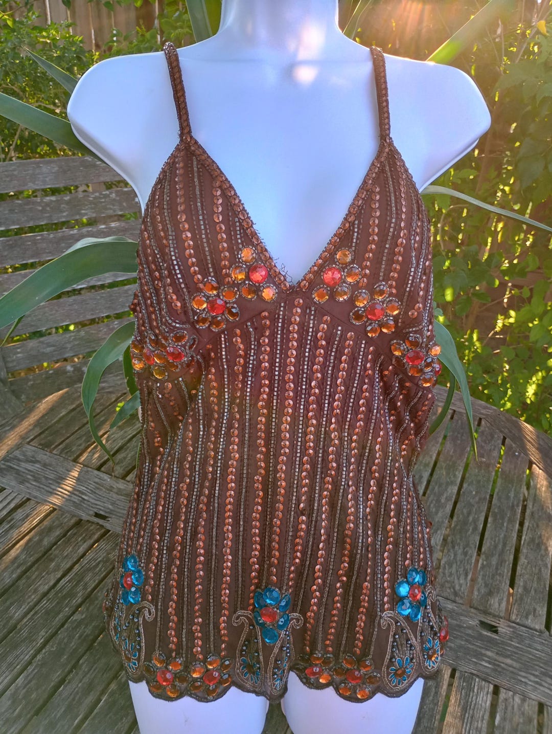 Vintage Brown Beaded Corset, Size Small - Etsy