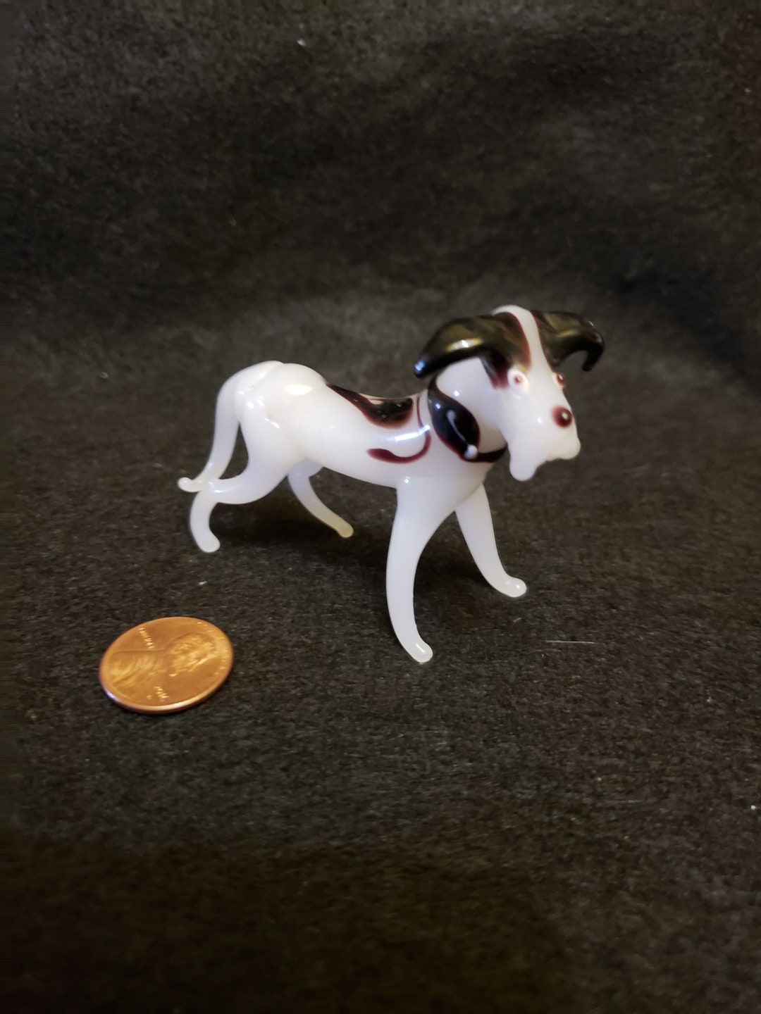 Miniature Animal Glass Dog, Black and White Dog - Etsy