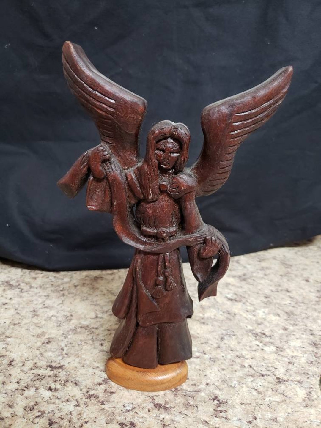 Hand Carved Wooden Angel Statue by Bernardo Alvarez - Mexican Folk Art ...
