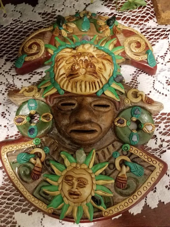 Mexico's God Mayan Wall Clay Sculpture | Etsy