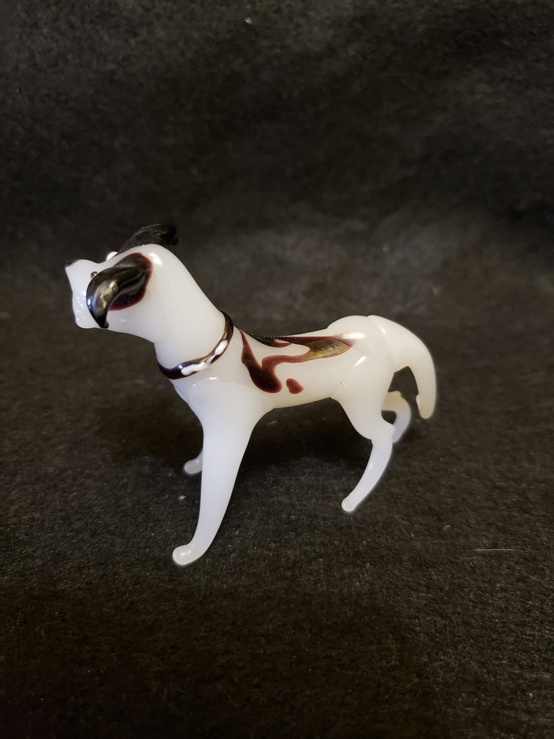 Miniature Animal Glass Dog, Black and White Dog - Etsy