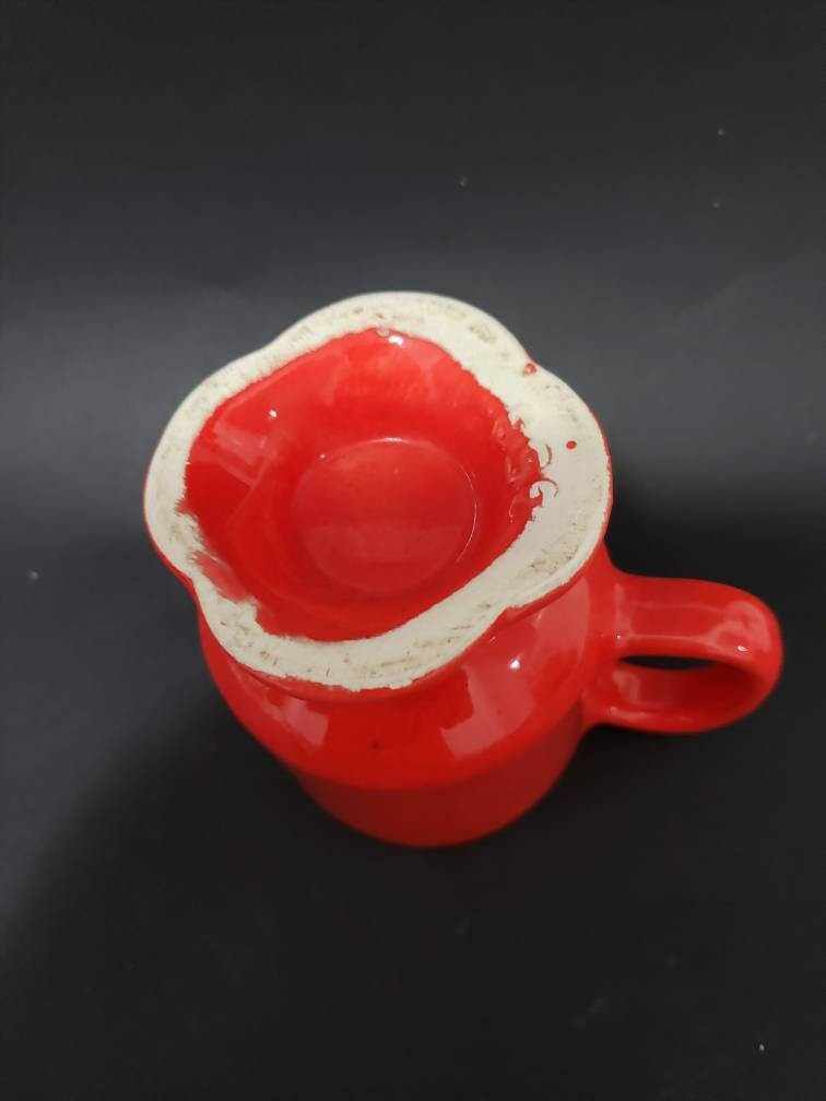 Ceramic Footed Pottery,, Bright Red Cup, Mug, Teacup, Chocolate Cup ...