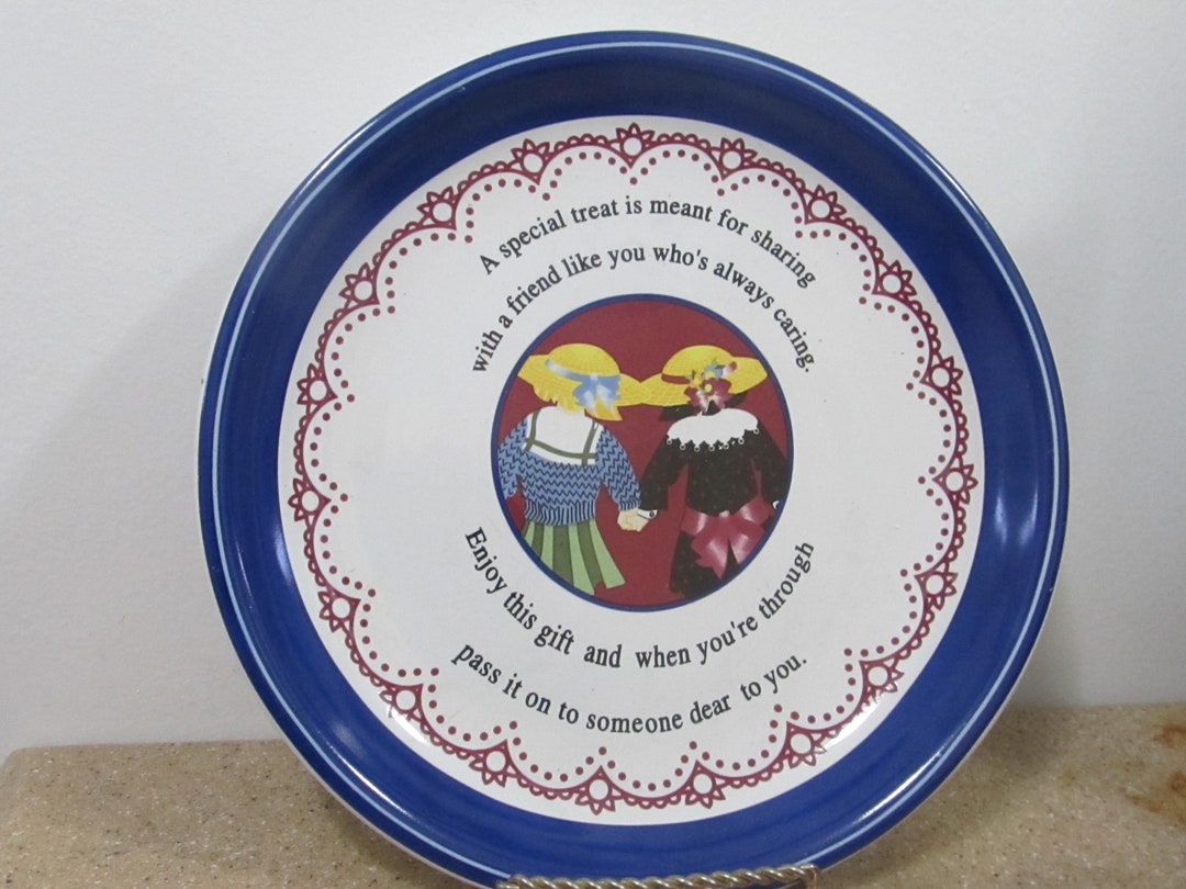 Ceramic Friendship Large Plate, Pattern Dolls Motif, Girls Holding ...